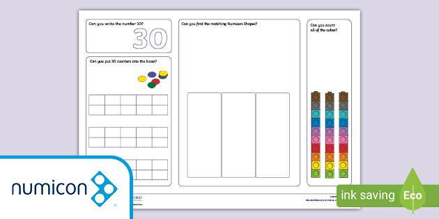 All About Number 30 Activity Mat with Numicon Shapes